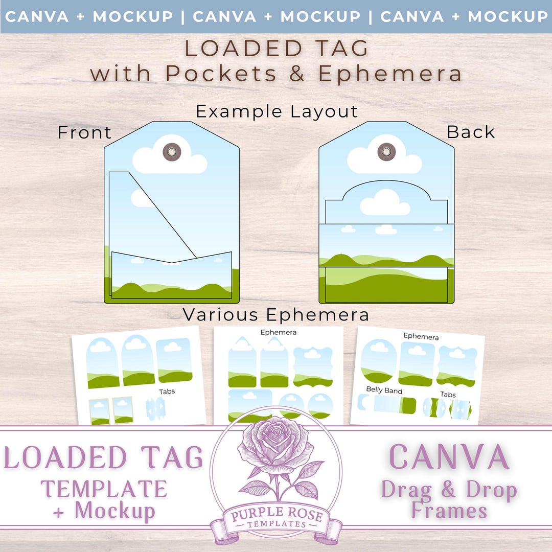 Loaded Tag Canva Template & Mockup: Junk Journal Ephemera, Pockets ...