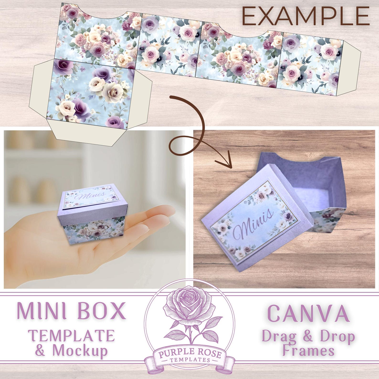 Mini Books Box CANVA TEMPLATE With MOCKUP Template | Miniature Storage ...