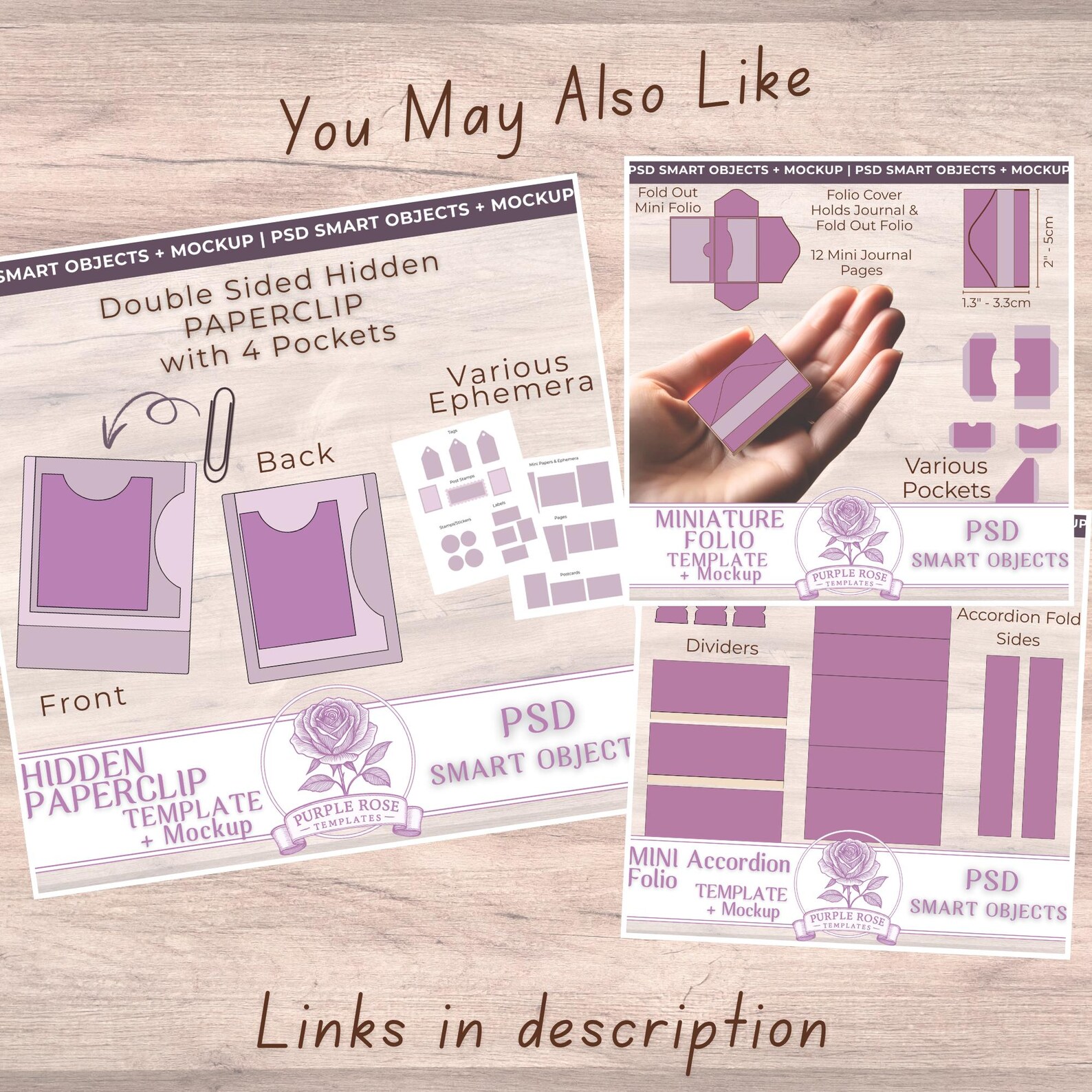 Trifold Folio PSD Smart Objects Template & Mockup: Junk Journal Folio ...