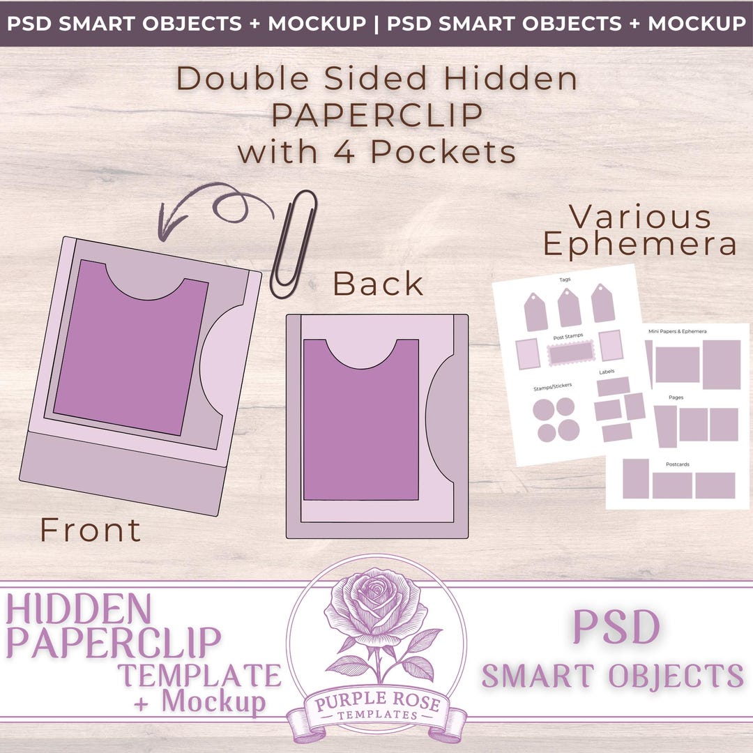 Hidden Paperclips PSD Smart Objects Template & Mockup: Double Sided ...