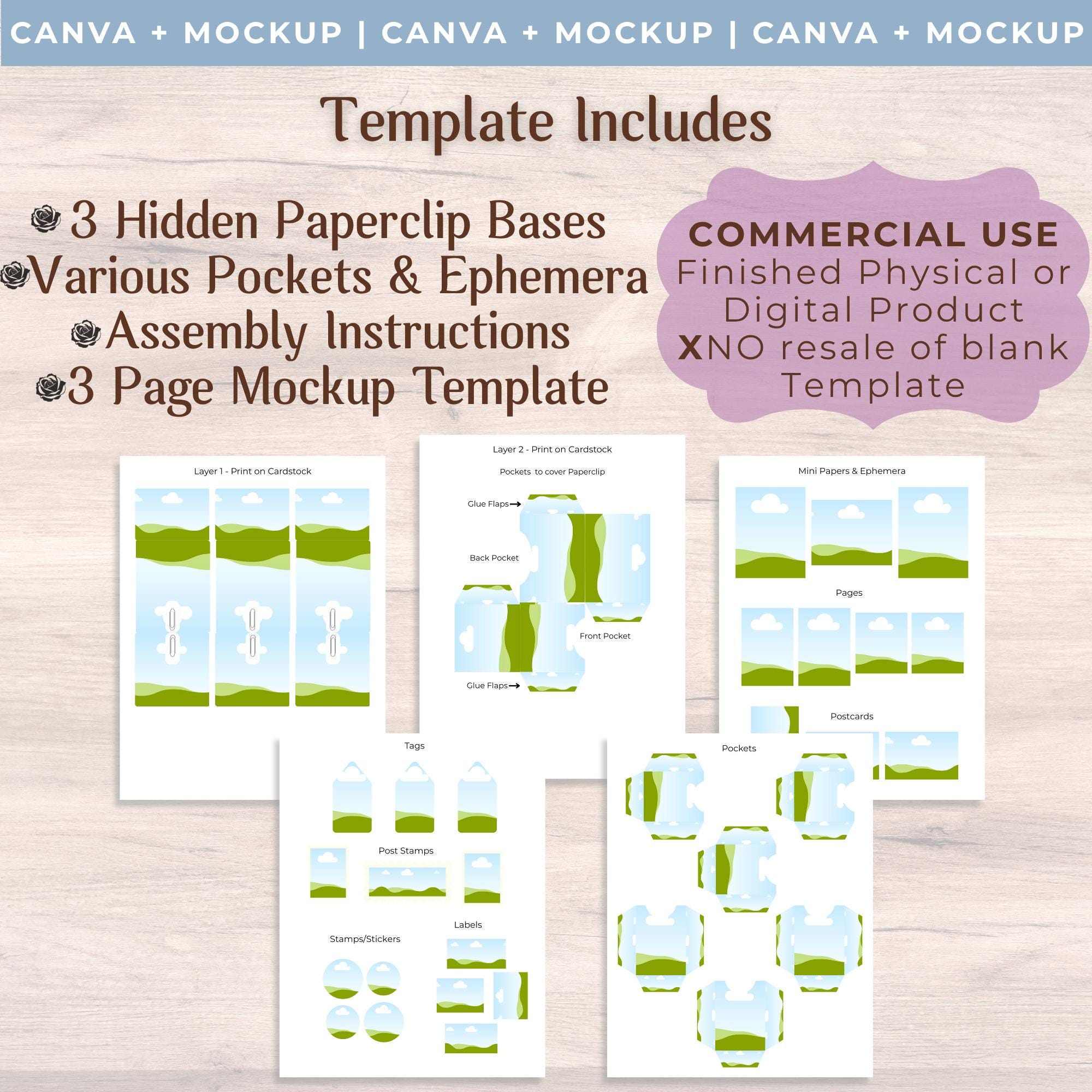 Hidden Paperclips Canva Template & Mockup: Double Sided Paperclip With ...