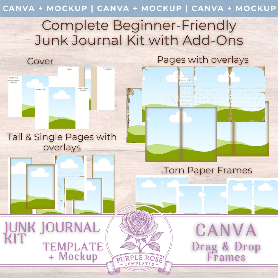Complete Junk Journal Kit With Add-ons Canva Template & Mockup ...