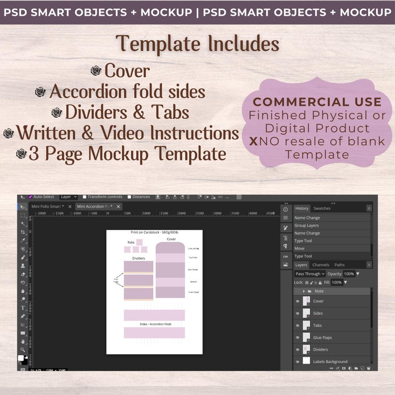 Mini Accordion Folio Smart Objects PSD Template & Mockup: Miniature ...