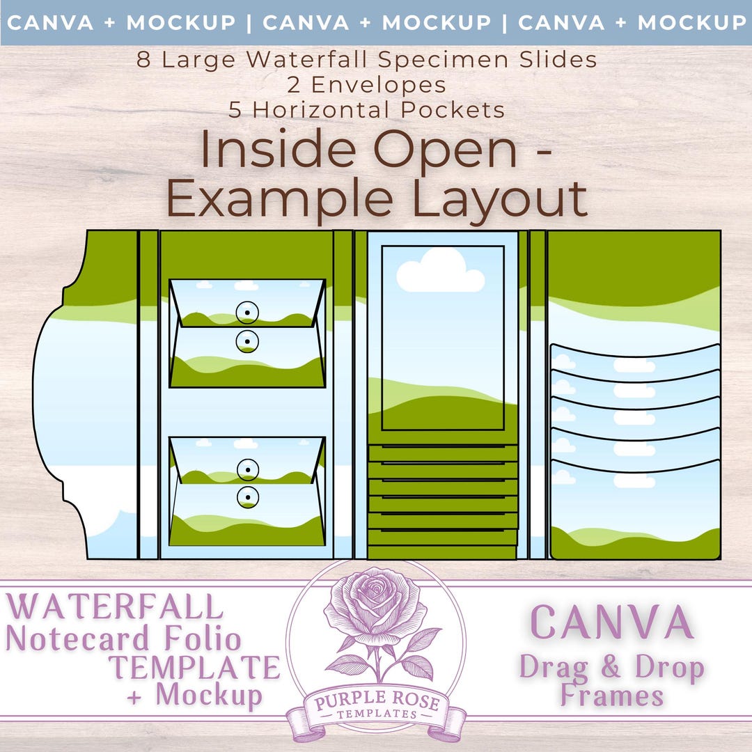 Waterfall Notecard Folio Canva Template & Mockup: Junk Journal Folio ...