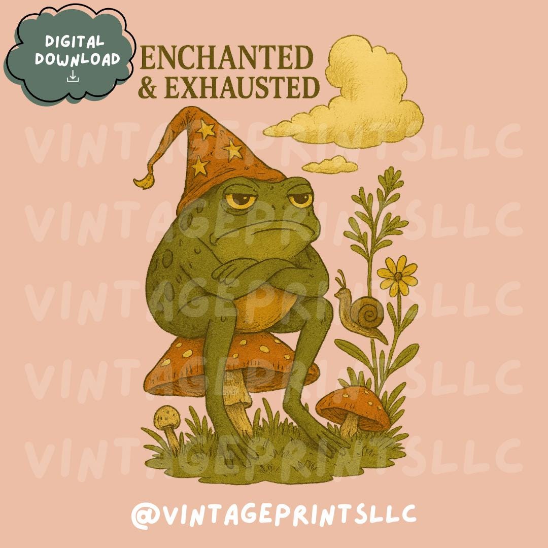 Enchanted & Exhausted Png, Vintage Png, Retro Png, Digital Download ...