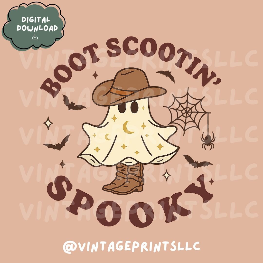 Boot Scootin Spooky Vintage PNG: Retro Halloween Design (digital ...