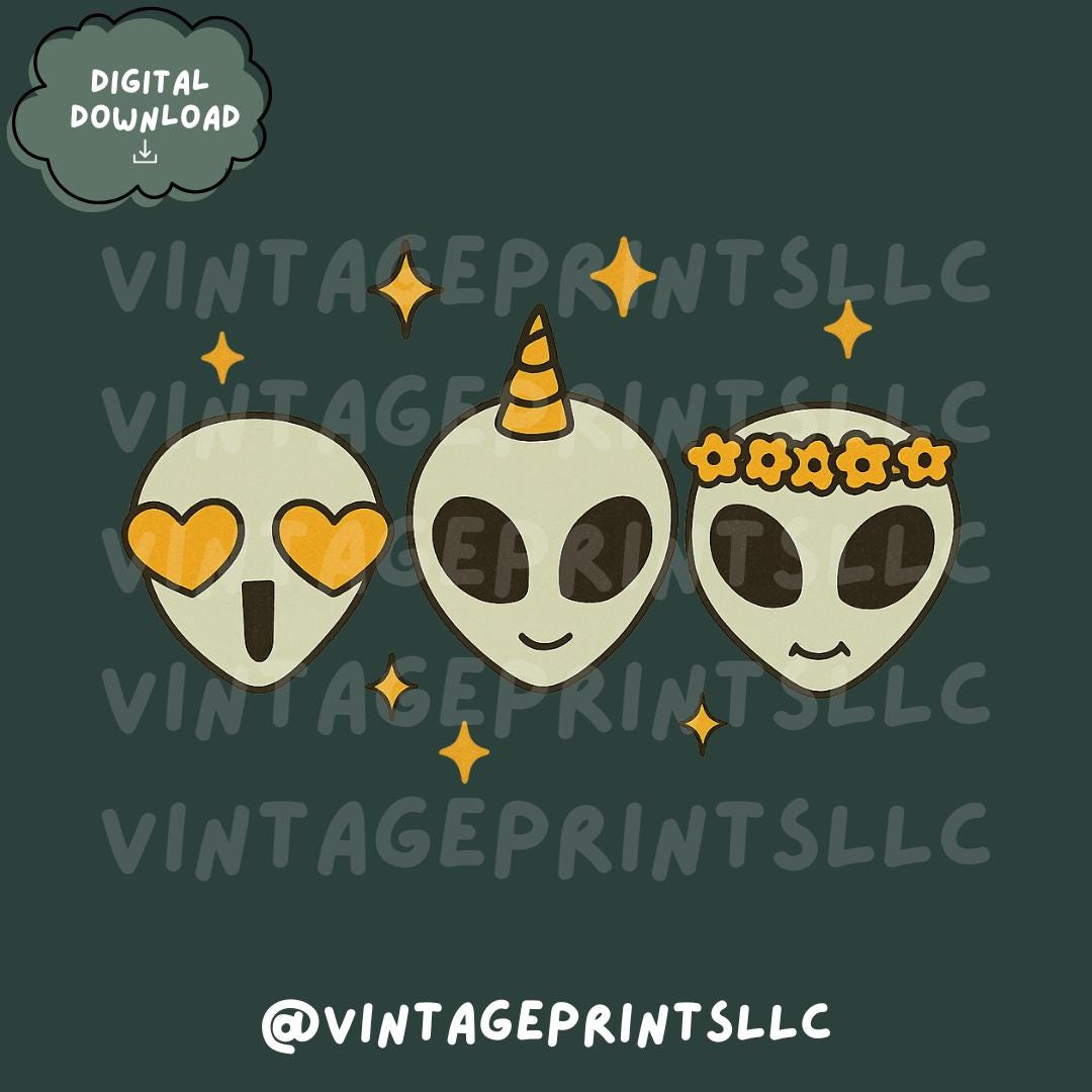 Retro Alien PNG: Vintage Fall & Halloween Clipart (digital Download) - Etsy