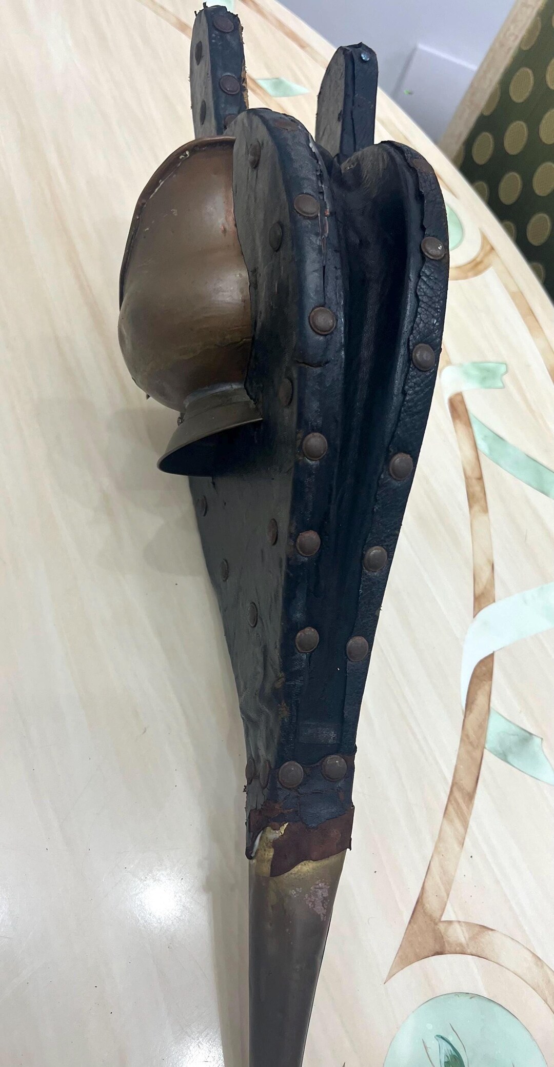 Antique Fireplace Bellows in Leather and Metal Nozzle. Original 16th ...