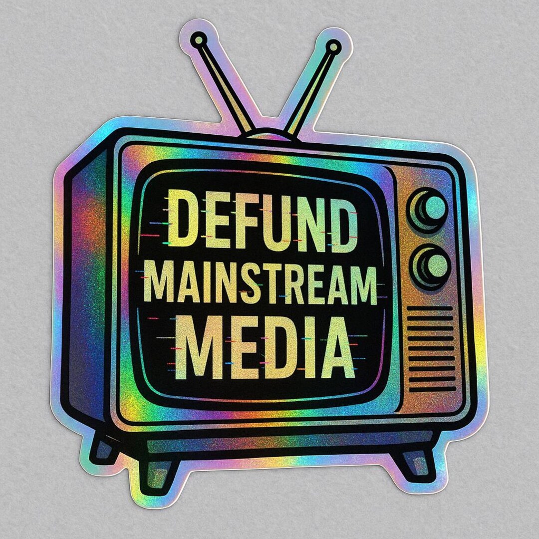 Holographic “defund Mainstream Media” Retro TV Sticker - Etsy