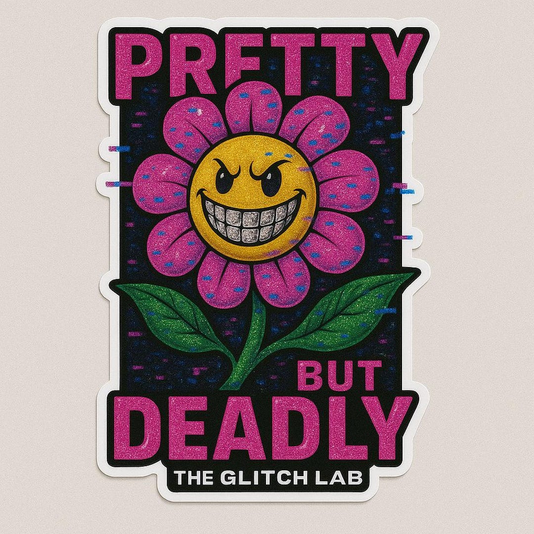 Pretty but Deadly Sticker – Glitter Smile Flower Vinyl Decal | Edgy ...