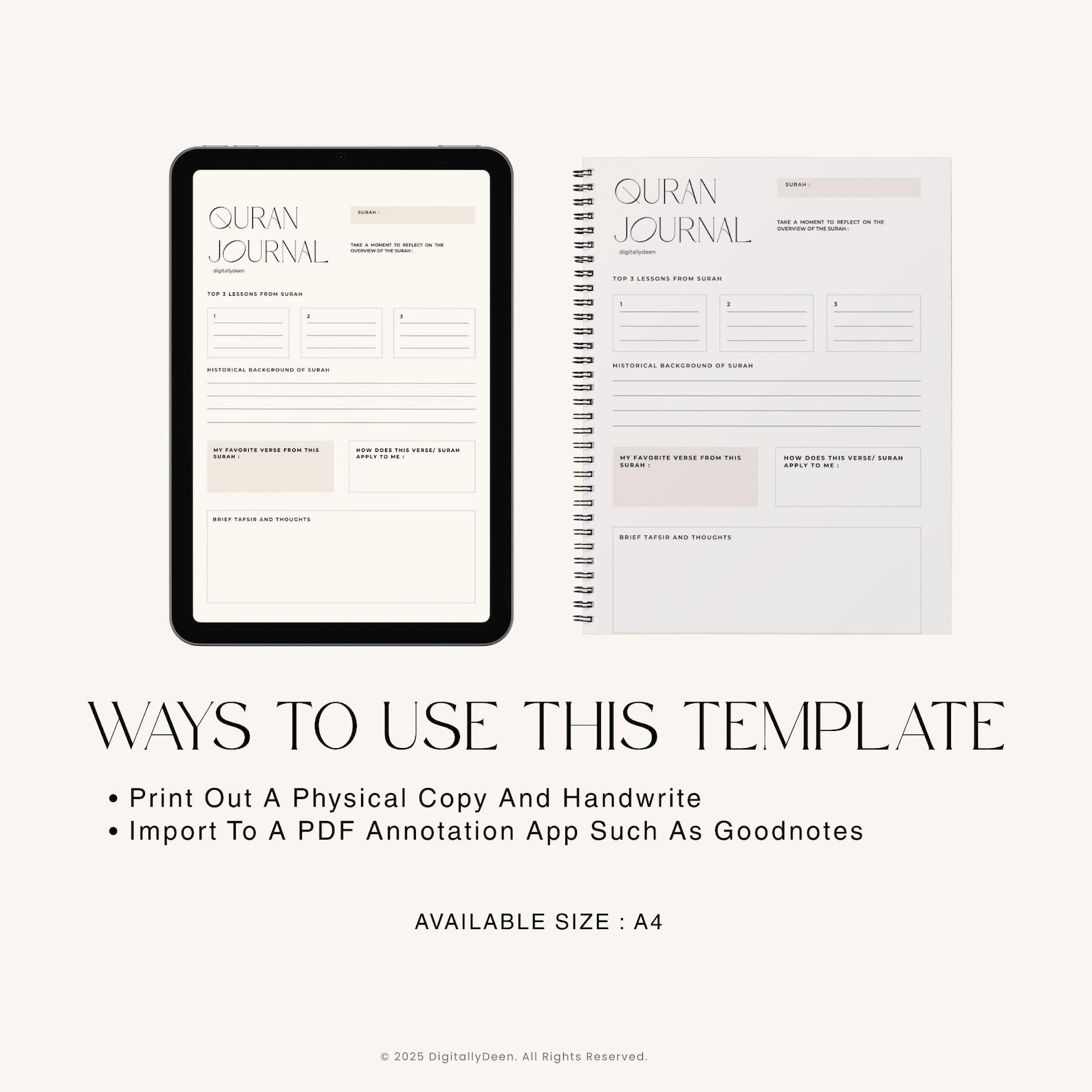 Editable Digital Quran Journal: Minimalist Muslim Planner (printable ...