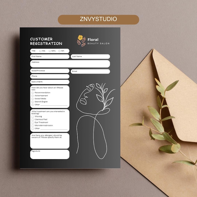 Salon Client Intake Form Template | New Customer Registration Form ...