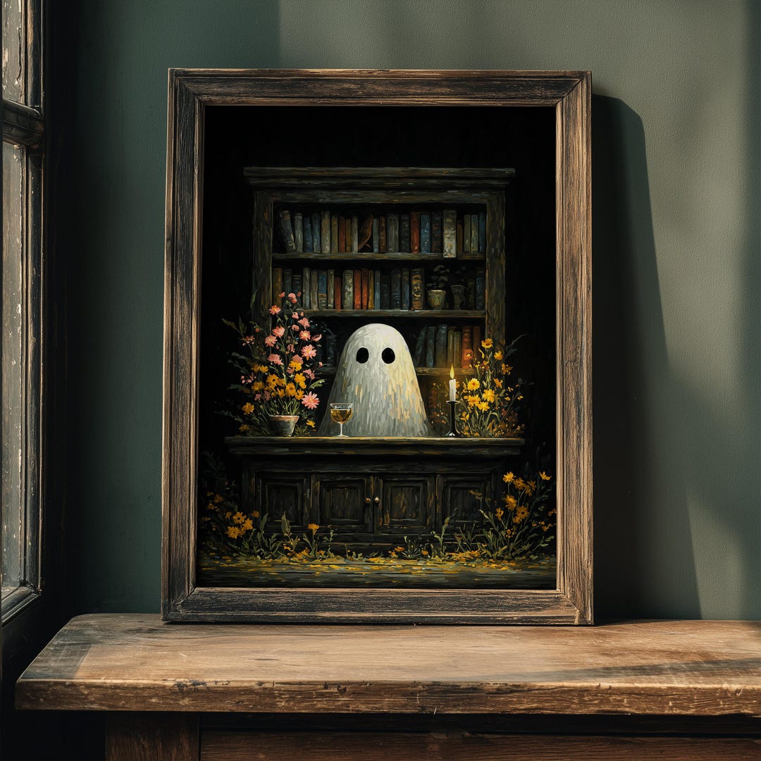 Vintage Ghost Library Print: Halloween Gallery Wall Art (digital ...