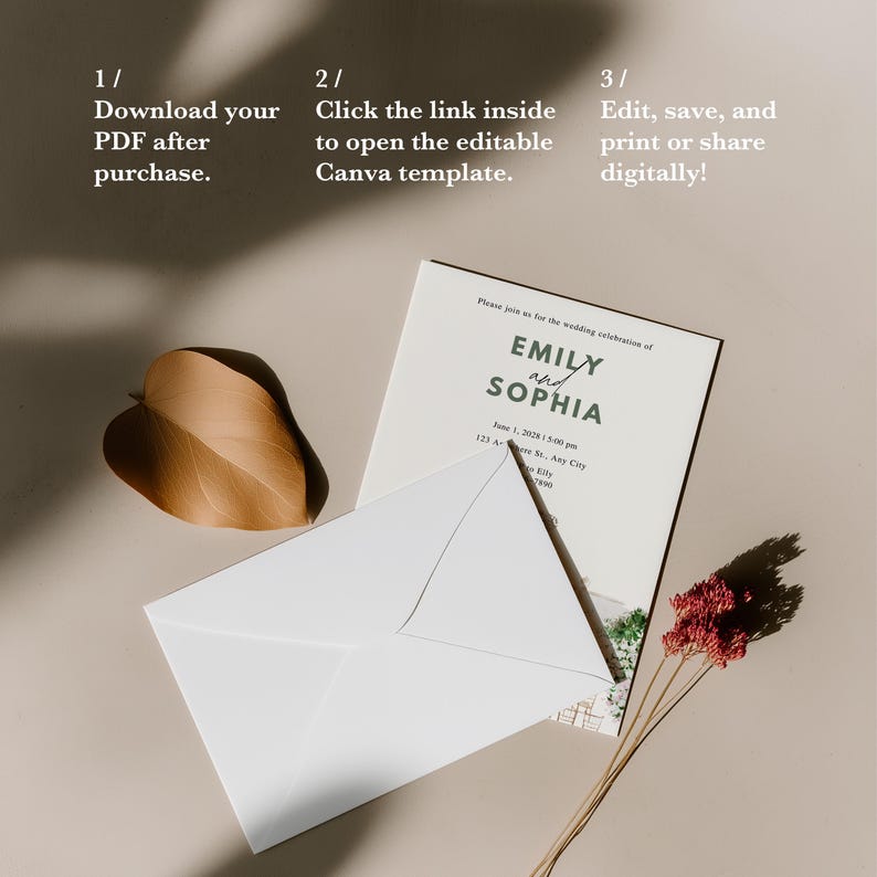 Editable Lesbian Wedding Invitation Template | LGBTQ Invitation ...