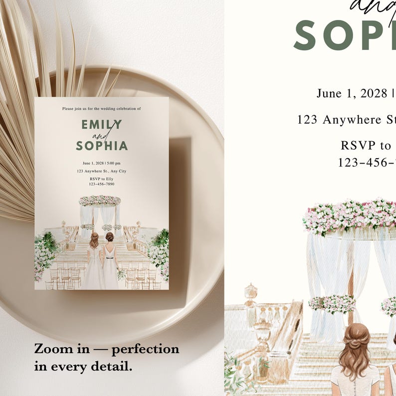Editable Lesbian Wedding Invitation Template | LGBTQ Invitation ...