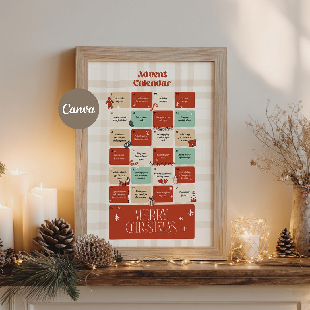 Editable Couples Advent Calendar Poster Template (digital Download ...