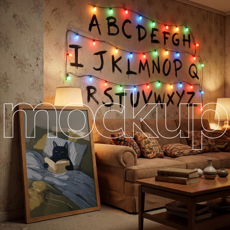Stranger Things Retro Alphabet Poster Mockup | Vintage Thriller Living ...