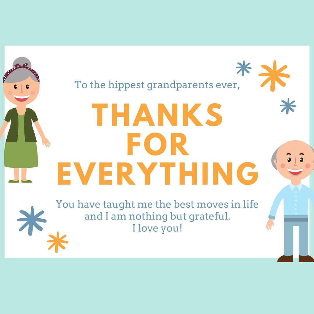 Grandparents Day Card Printable Editable Invitation, Gift Tags & Poster ...