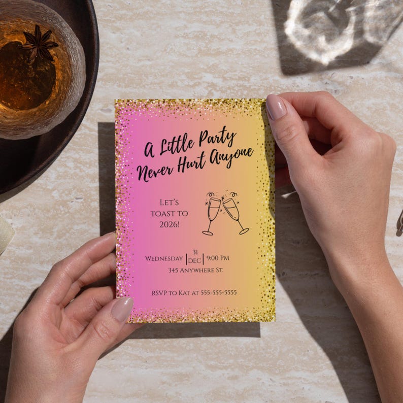 Editable New Years Eve Party Invitation, NYE Invite, Printable Digital ...