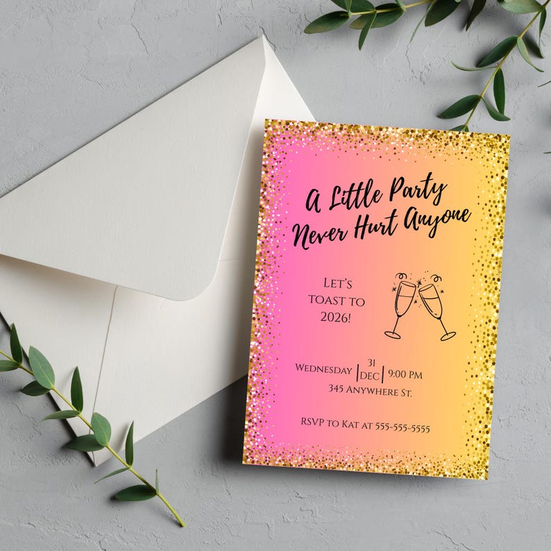 Editable New Years Eve Party Invitation, NYE Invite, Printable Digital ...