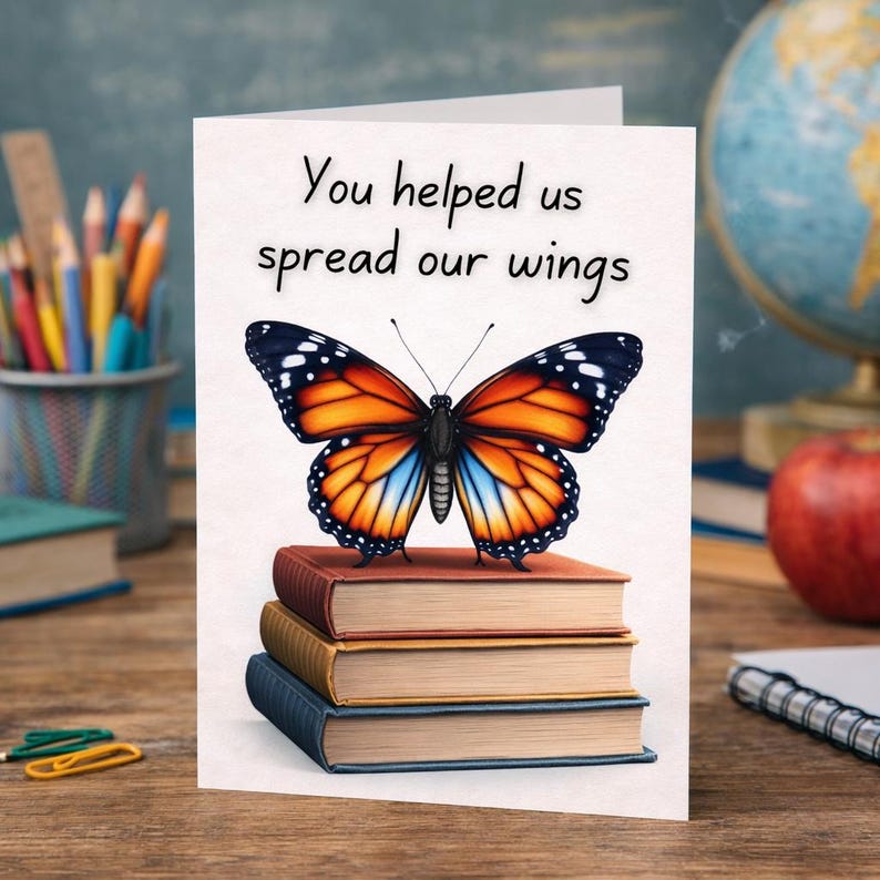 Butterfly Teacher Appreciation Card, Printable Animal Themed Thank You ...