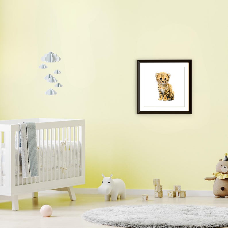 Editable Cheetah Cub Nursery Wall Art, Big Cat Digital Download With 6 ...