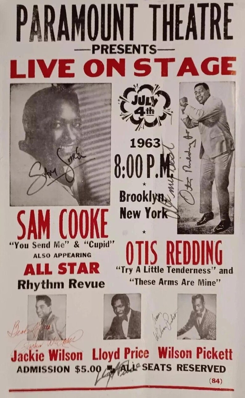 1963 Sam Cooke Otis Redding Jackie Wilson Pickett Concert Vintage ...