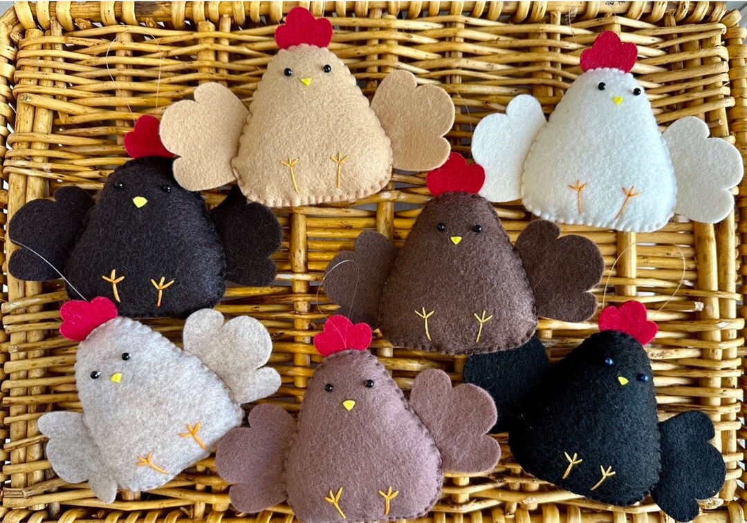 Large Felt Hen Ornaments Cheerful Chickens Various Colors -2 Sizes - Etsy
