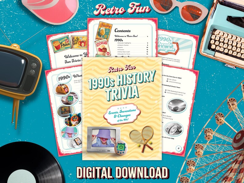 1990s History Trivia Game – Printable Retro Quiz (digital Download PDF ...