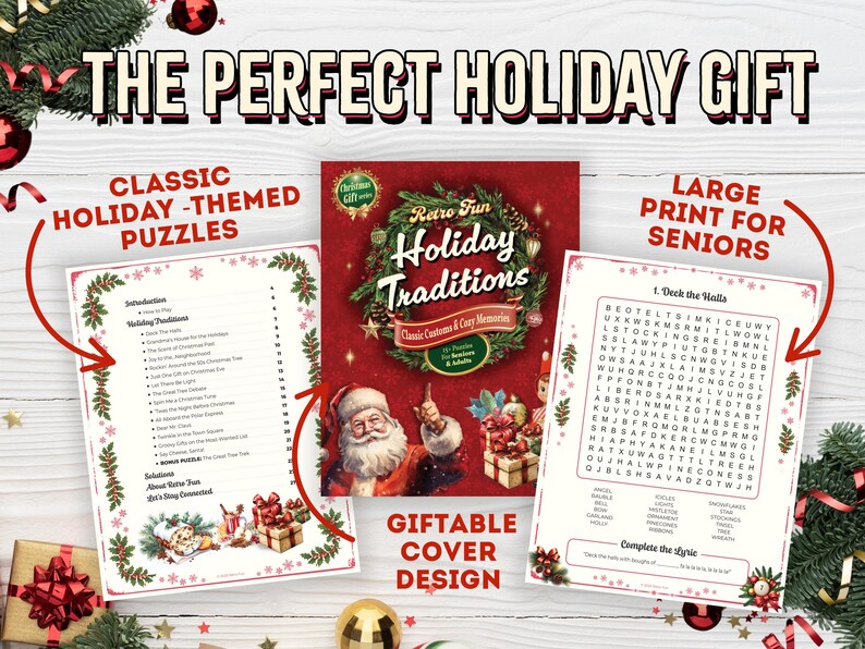 Holiday Traditions Christmas Word Search Puzzles, Holiday Trivia Game ...