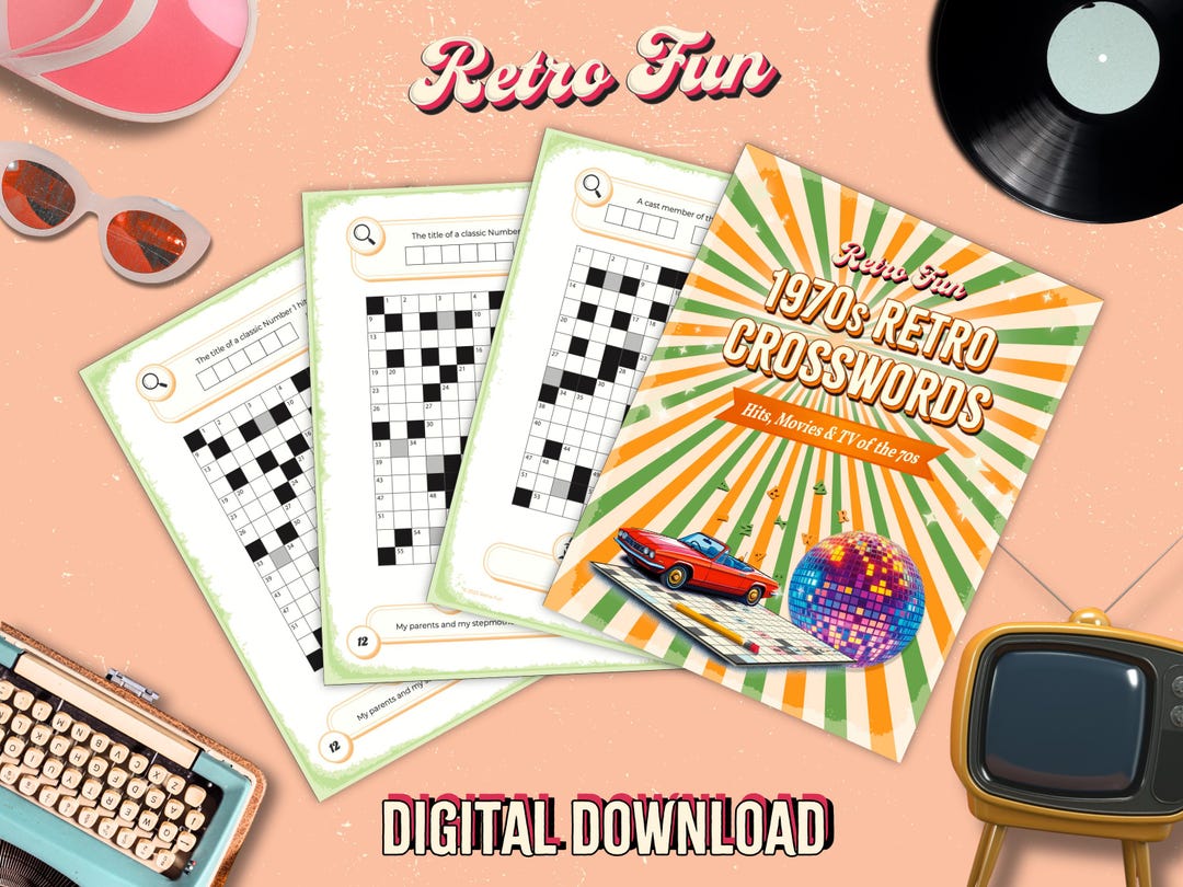 1970s Retro Crossword Puzzle, Large Print Game (printable PDF) - Etsy