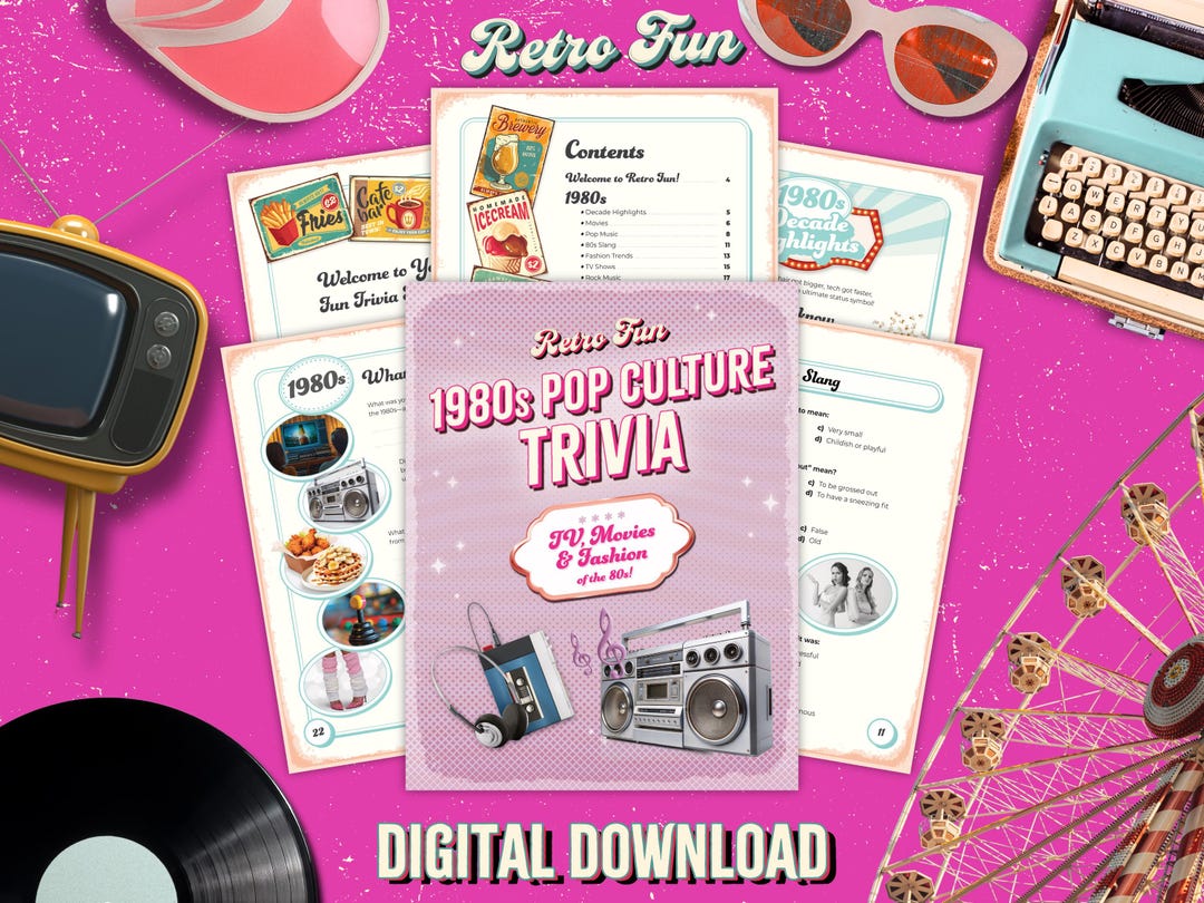 1980s Pop Culture Trivia Game, Large Print (digital Download) - Etsy