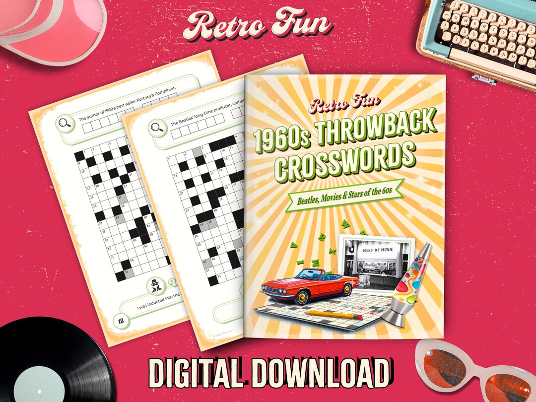 1960s Throwback Crossword Puzzle, Retro Trivia Game (digital Download ...
