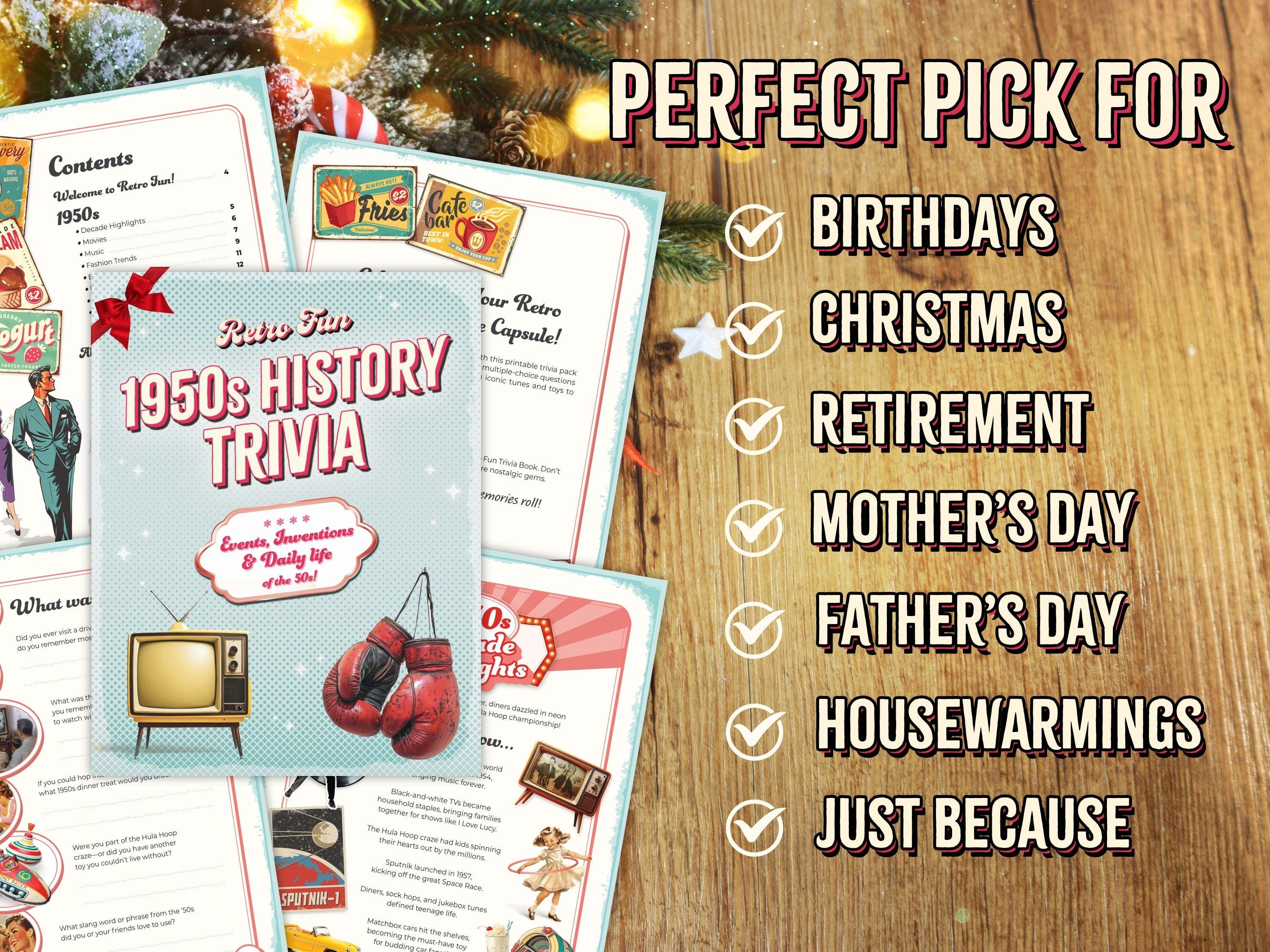 Printable 1950s History Trivia Game, Print at Home Game With 1950s Highlights, Retro History ...