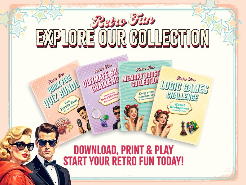 Nostalgic Brain Game, 1950s-1990s Puzzle Collection (PDF Digital ...
