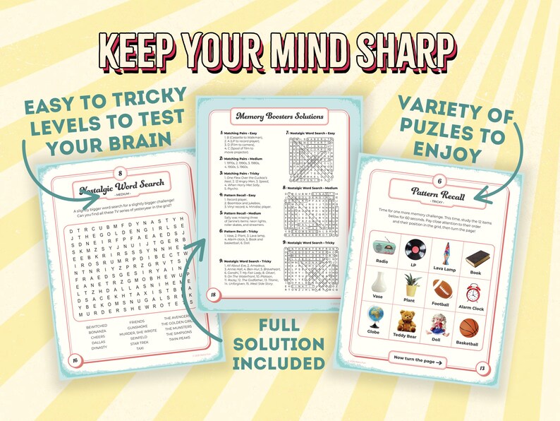 Memory Boosters Collection, Brain Teasers, Printable Puzzles (PDF ...