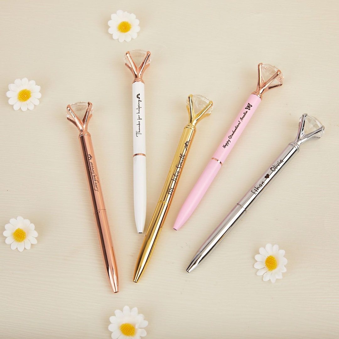 Custom Engraved Diamond Pen,pen Wedding Favors,rose Gold Pens,crystal ...