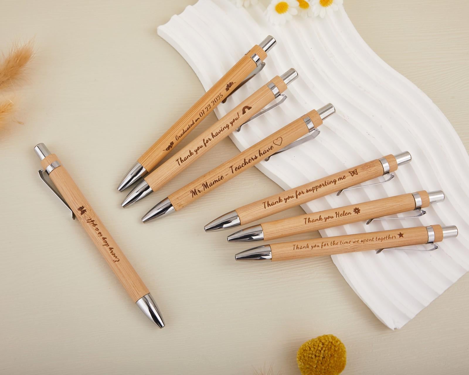 Bamboo Wooden Pen With Custom Engraving, Guest Favor, Wedding Pen With ...