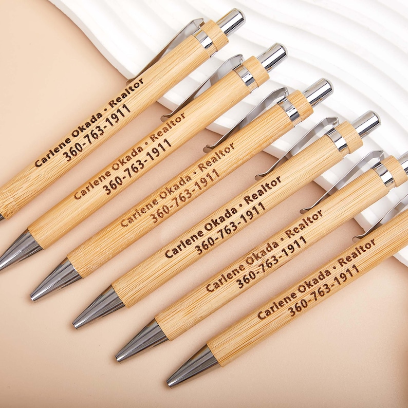 Personalized Bamboo Wooden Pen – Custom Engraved With Names Ballpoint ...