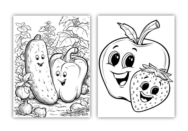 Happy Fruits & Veggies Coloring Book for Kids | Fun Healthy Food ...