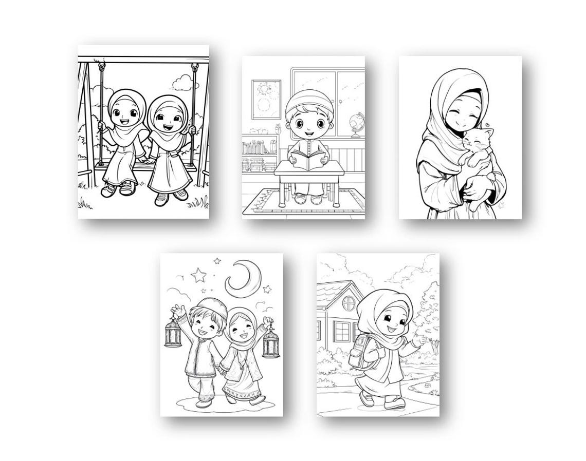 Little Muslim Coloring Book | 100 Pages A5 | Cute Islamic Kids ...