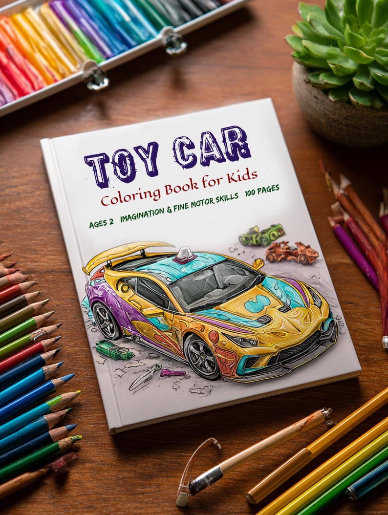 Toy Car Coloring Book for Kids | 100 Pages A5 | Fun Toddler Activity ...