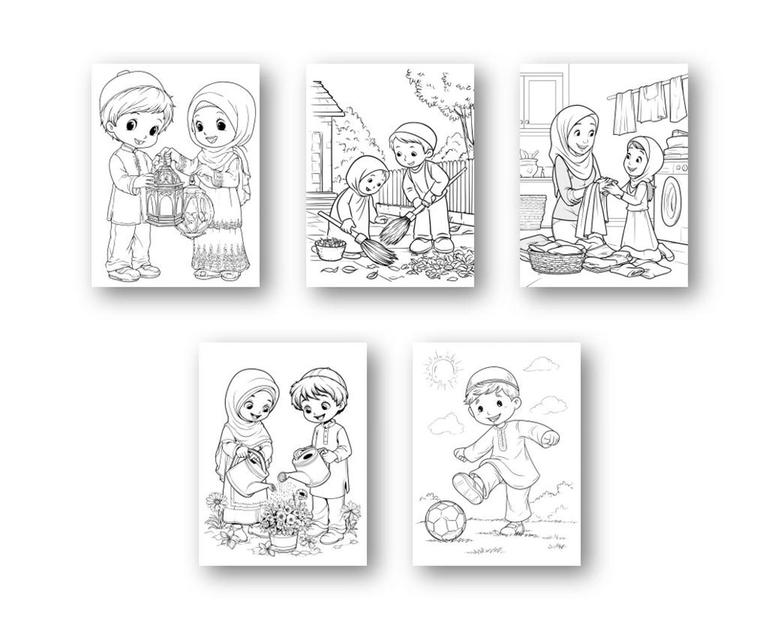 Little Muslim Coloring Book | 100 Pages A5 | Cute Islamic Kids ...