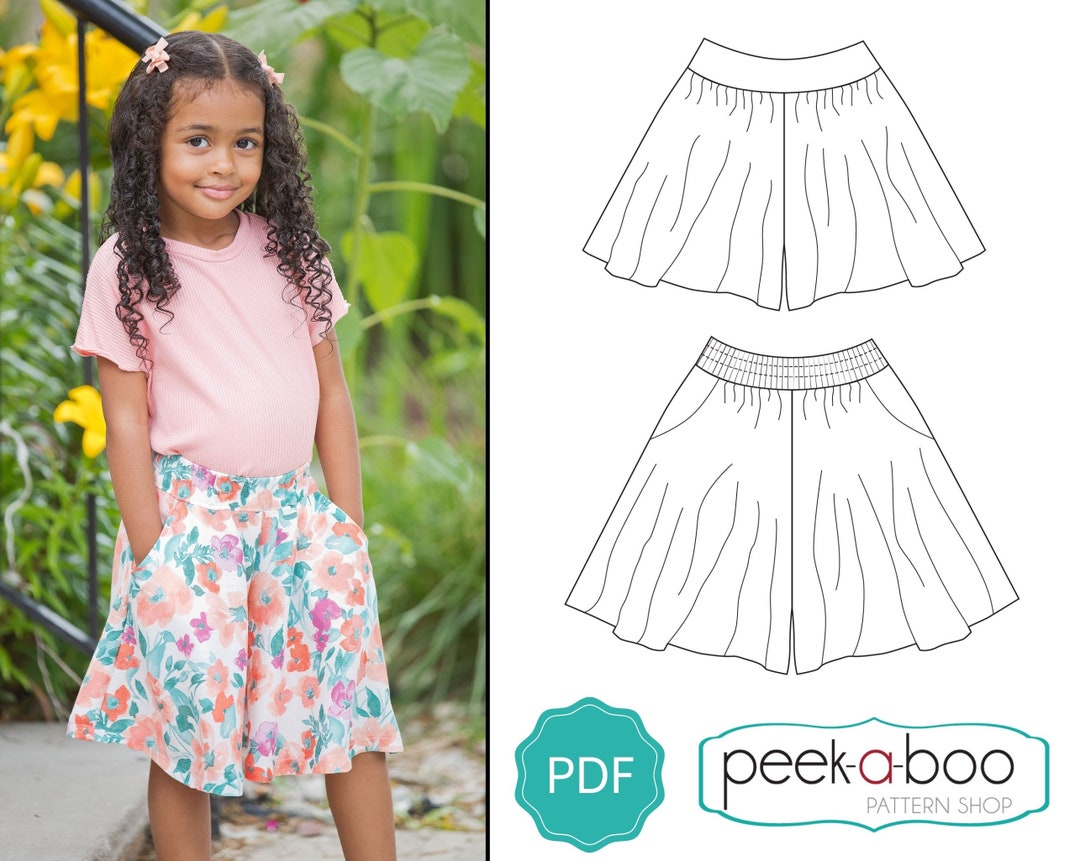 Girl's Culottes PDF Sewing Pattern - Etsy