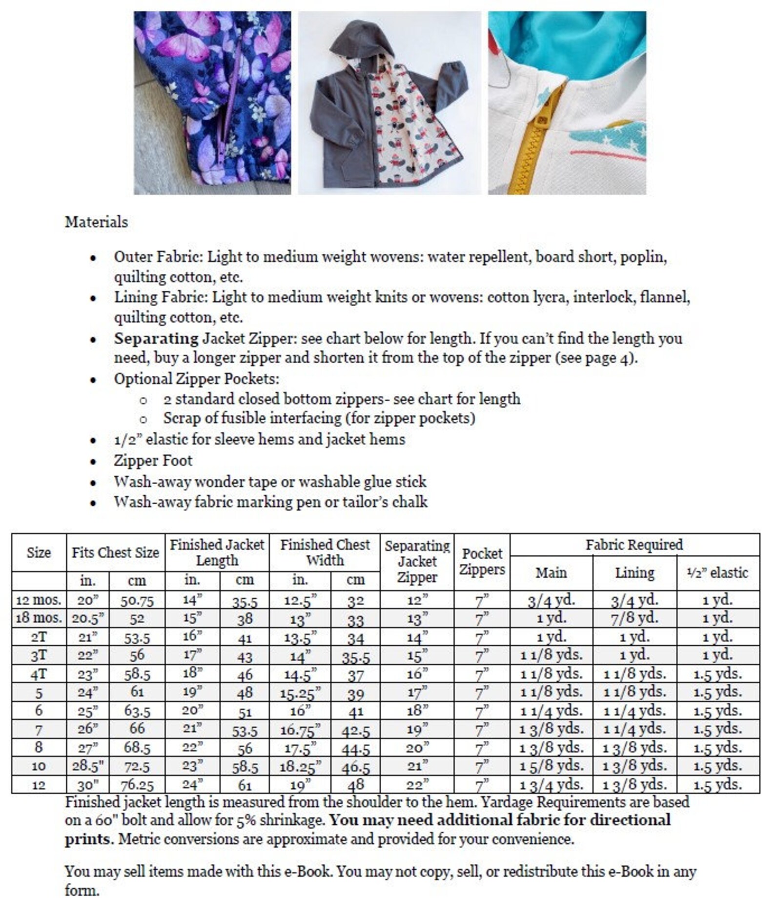 Kid's Zephyr Windbreaker Sewing Pattern - Etsy