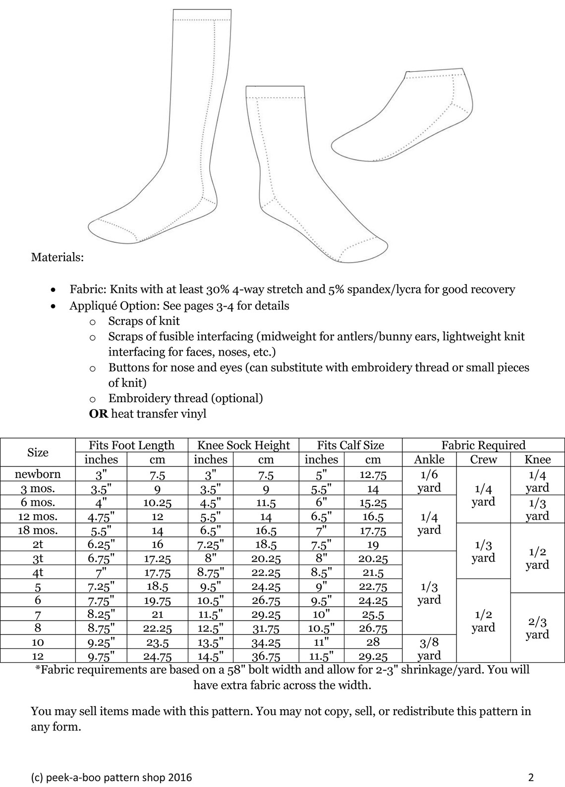 Kid's Socks PDF Sewing Pattern | Etsy Canada
