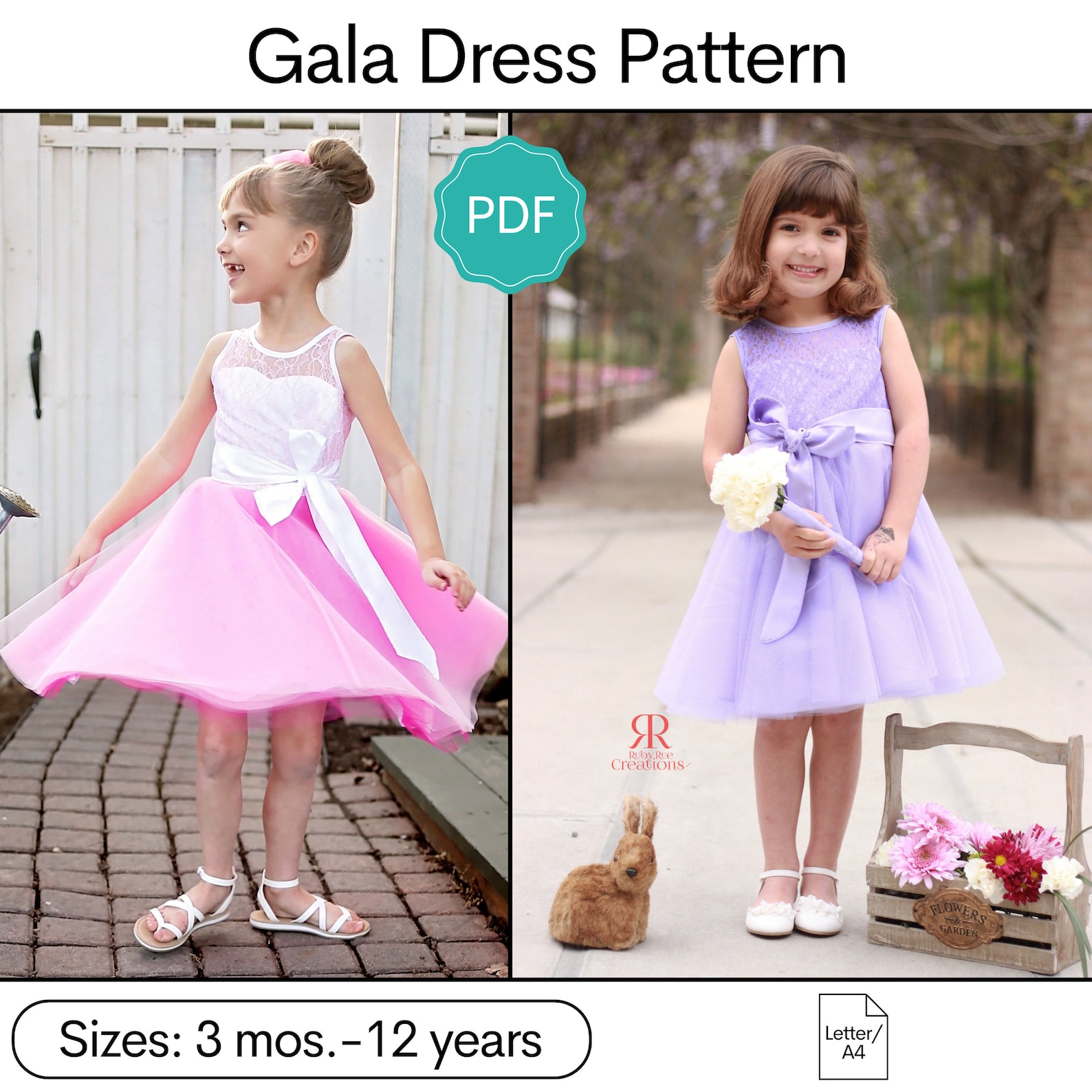 Gala Party Dress PDF Sewing Pattern: Girls Dress Pattern, Baby Dress ...