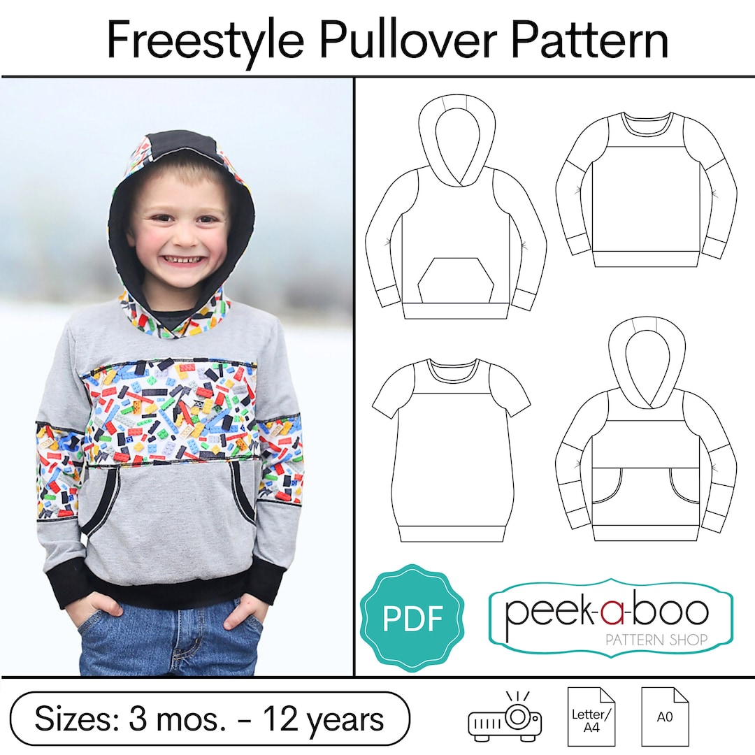 Freestyle Pullover PDF Sewing Pattern/ Kids Pullover Pattern/ Kids ...