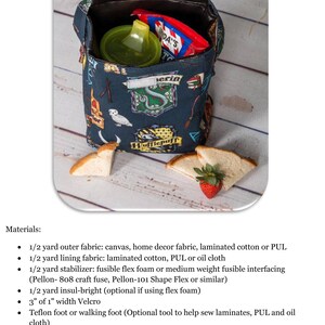 Grab N' Go Lunch Bag Sewing Pattern, Lunch Box Sewing Pattern - Etsy