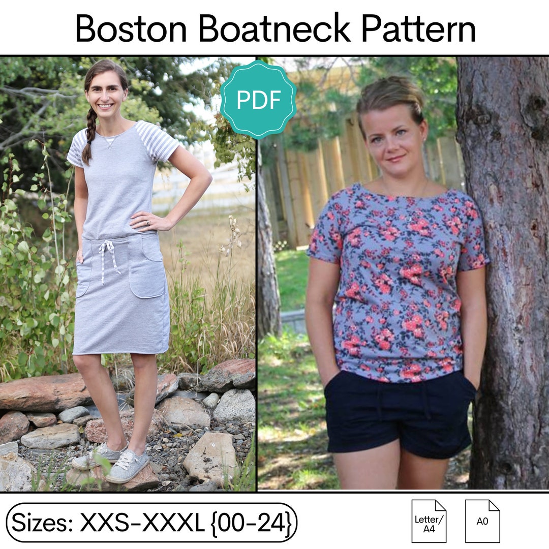 Boston Boatneck Sewing Pattern: Women's Dress Sewing Pattern, Women's ...